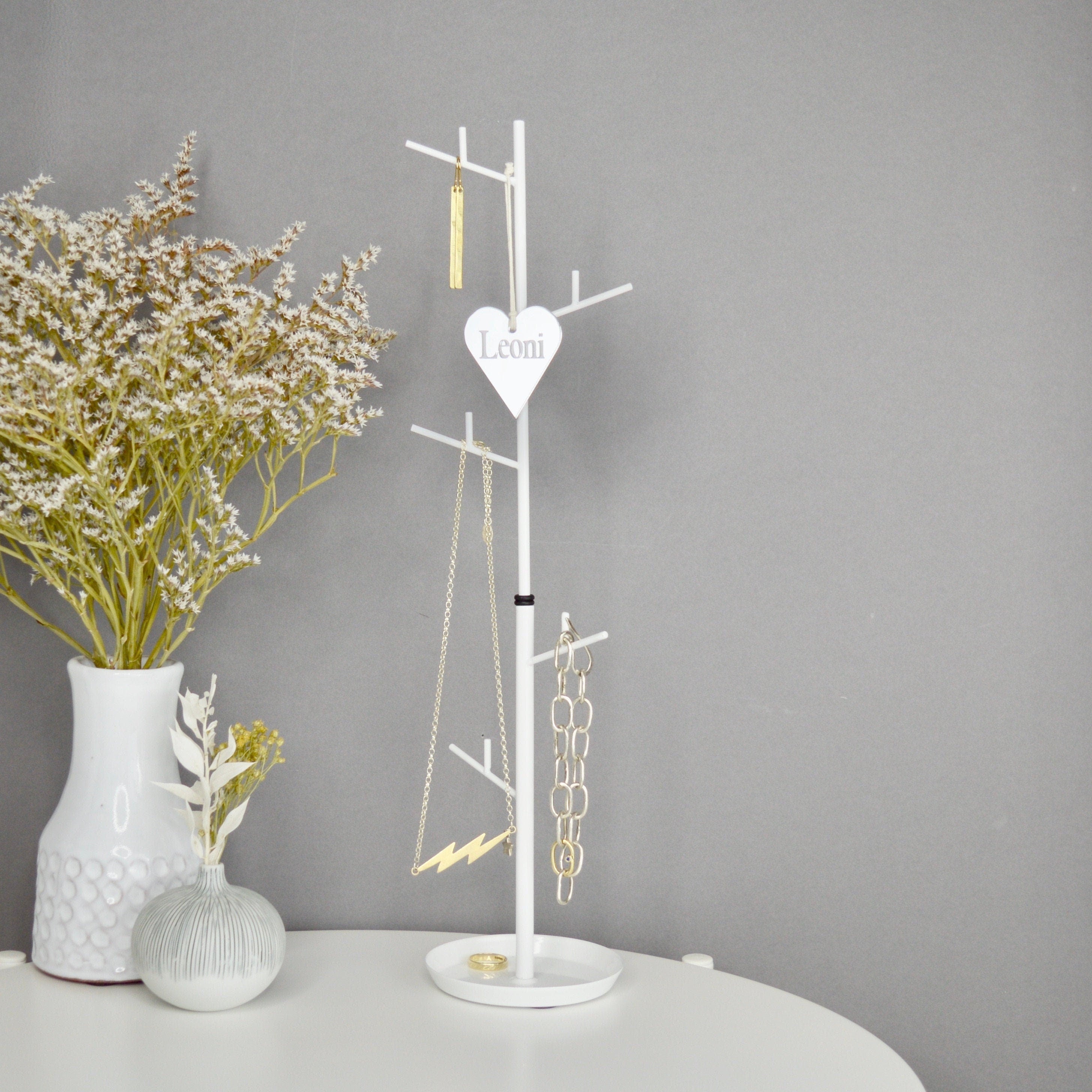 Personalised Tall Jewellery Stand White or Black | Not a Jewellery Box